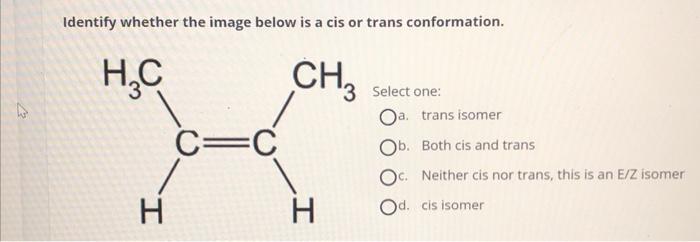 Solved Identify whether the image below is a cis or trans | Chegg.com