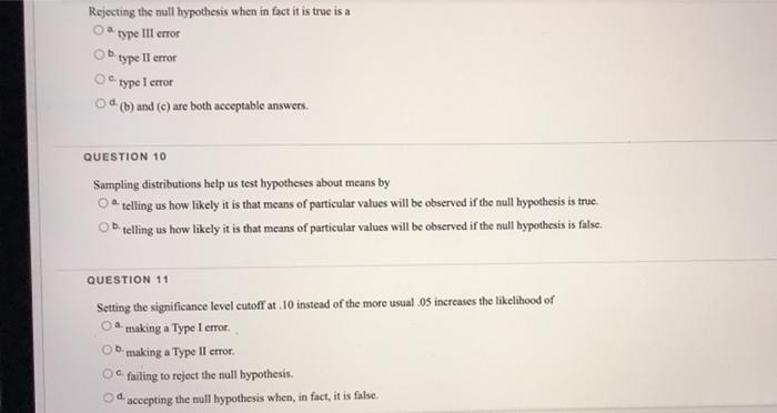 Solved Rejecting the null hypothesis when in fact it is true | Chegg.com
