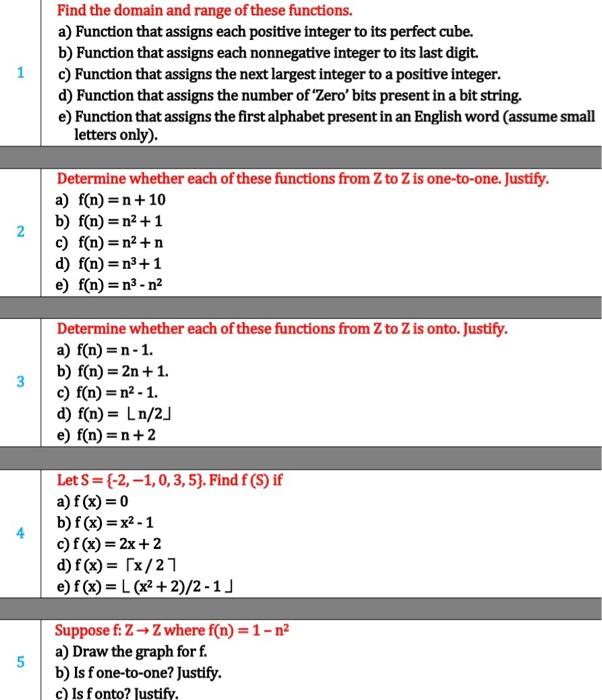 Solved Find the domain and range of these functions. a) | Chegg.com