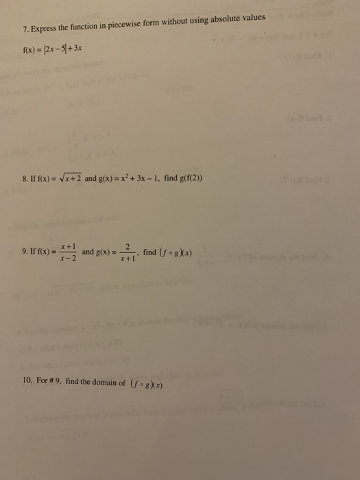 Solved 7 Express The Function In Piecewise Form Without 4042