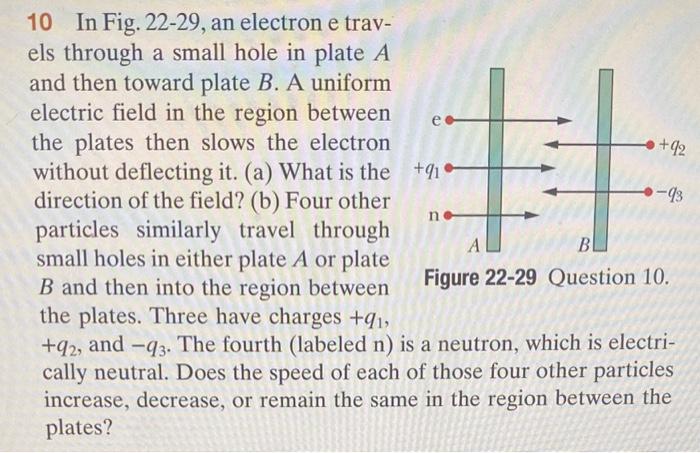 Solved 10 In Fig. 22-29, an electron e travels through a | Chegg.com