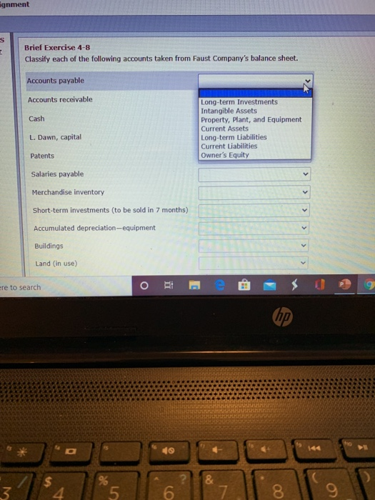 Solved ignment S Brief Exercise 4-8 Classify each of the | Chegg.com