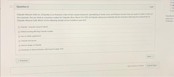 Solved Chipotle Mesican Ginil. Which of the fobowing should | Chegg.com