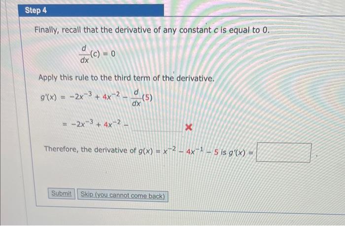 Solved Finally, recall that the derivative of any constant c | Chegg.com