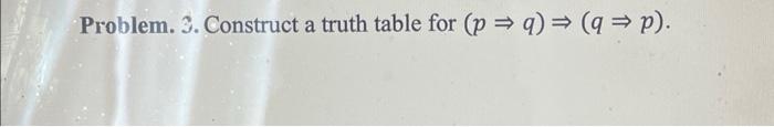Solved Problem. 3. Construct a truth table for \\( (p | Chegg.com
