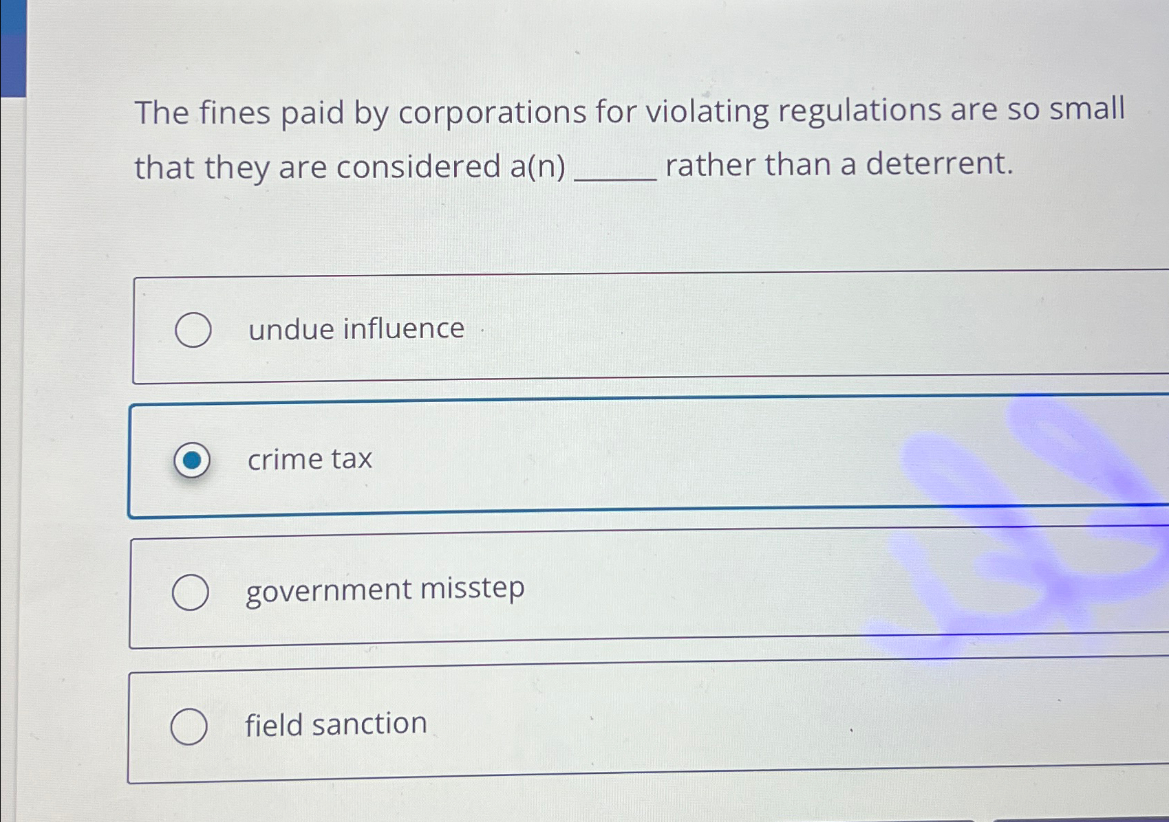 Solved The fines paid by corporations for violating | Chegg.com