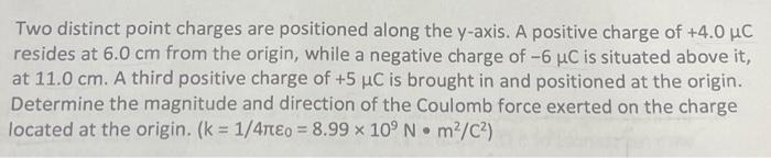 Solved Two distinct point charges are positioned along the | Chegg.com