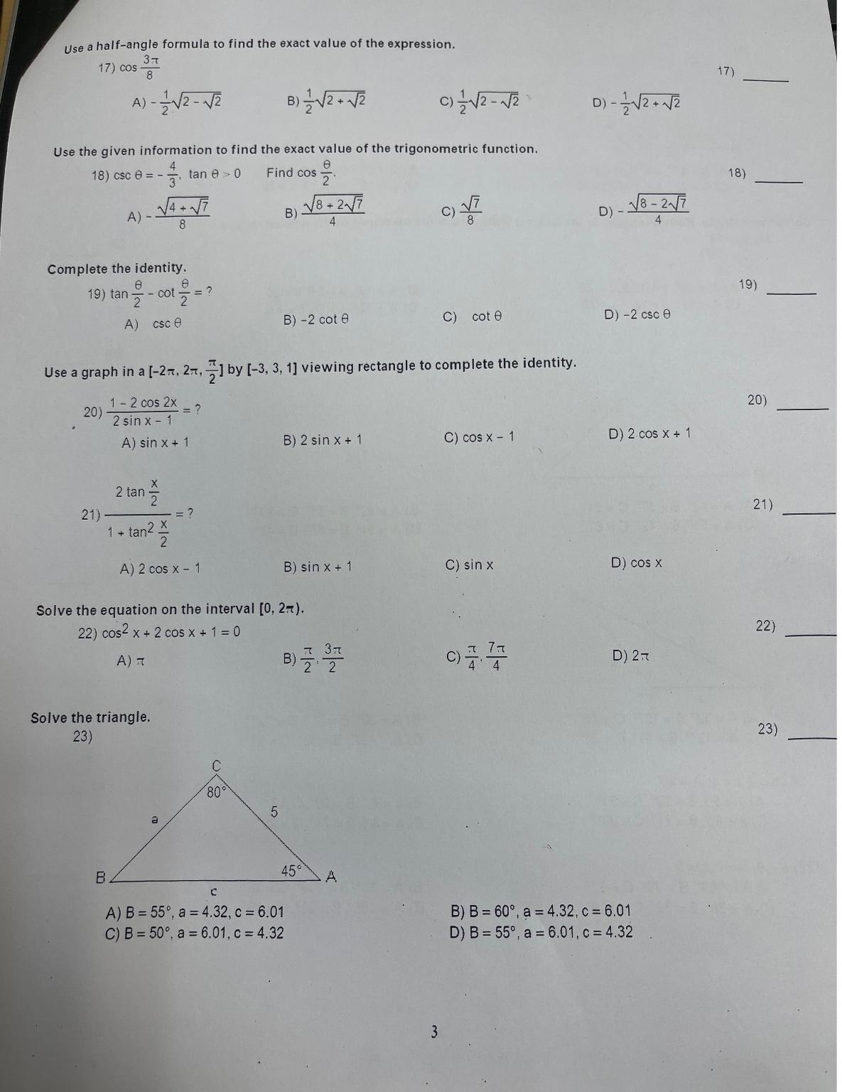 Solved The class is precalculus | Chegg.com