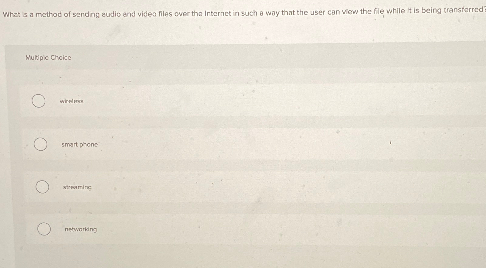 Solved What is a method of sending audio and video files | Chegg.com