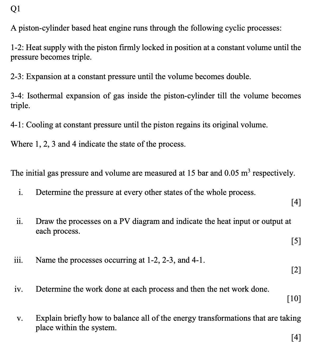 Solved Q1A piston-cylinder based heat engine runs through | Chegg.com