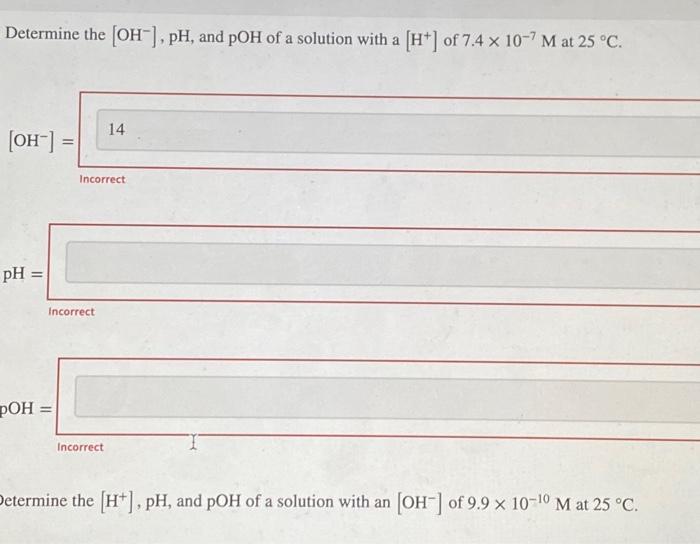 Solved Determine the [OH-], pH, and pOH of a solution with a | Chegg.com