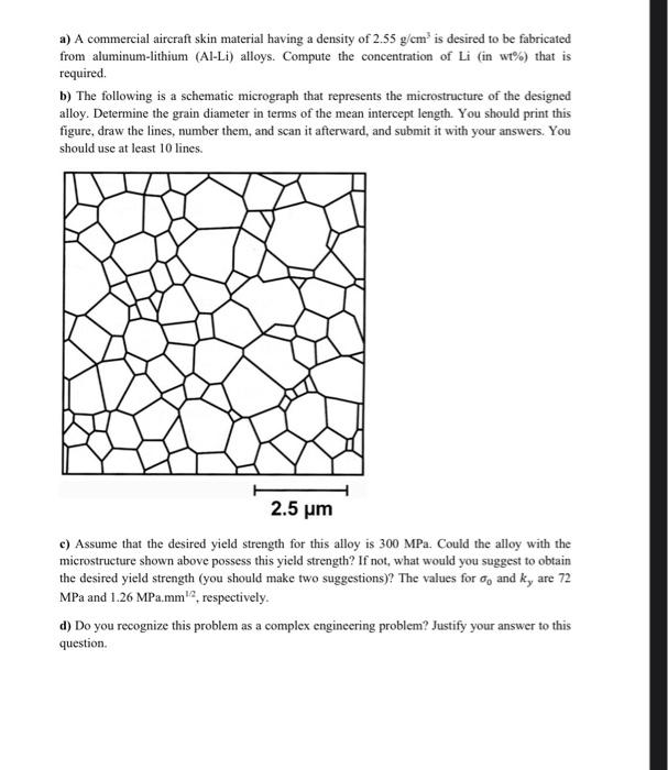 Solved a) A commercial aircraft skin material having a | Chegg.com