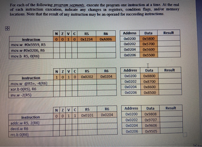 Solved For Each Of The Following Program Segments Execute 