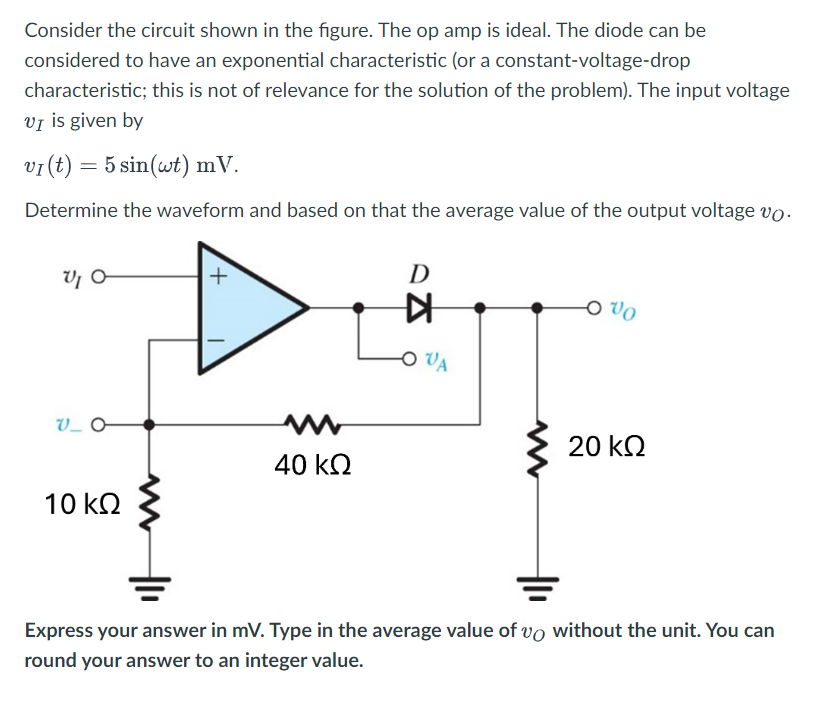 Solved Consider the circuit shown in the figure. The op amp | Chegg.com