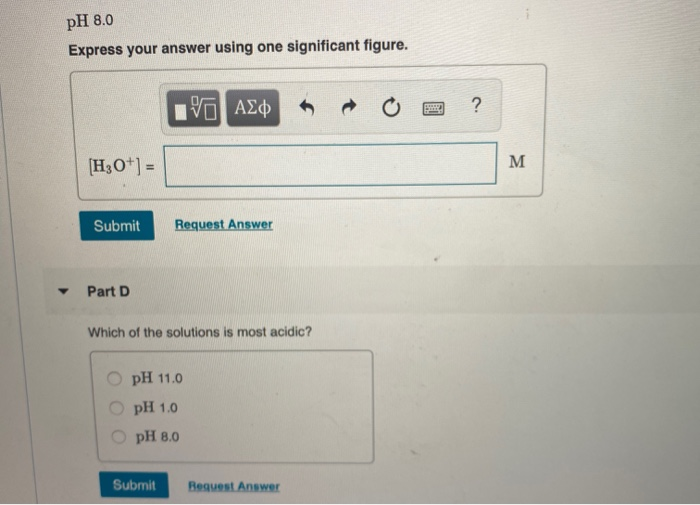 Solved pH 8.0 Express your answer using one significant | Chegg.com
