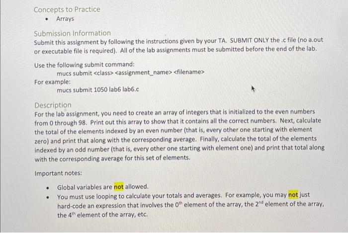 Solved - Arrays Submission Information Submit this | Chegg.com