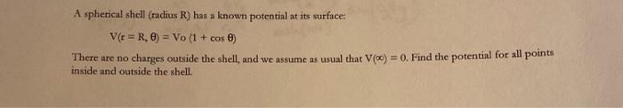 Solved A spherical shell (radius R) has a known potential at | Chegg.com