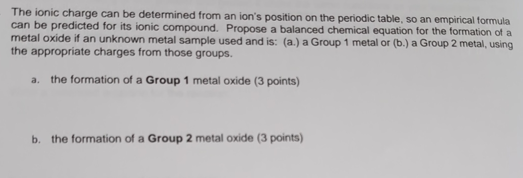 Solved The ionic charge can be determined from an ion's | Chegg.com