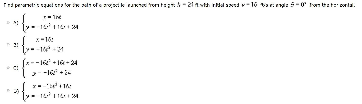 Solved Find parametric equations for the path of a | Chegg.com