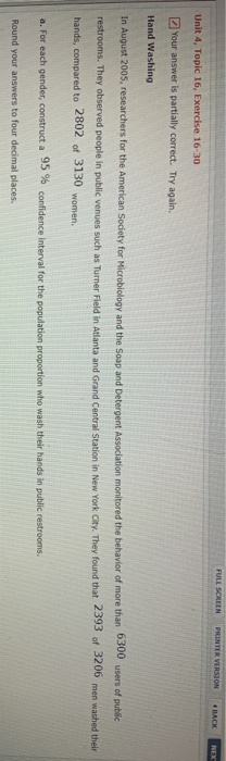 Solved FULL SCREEN PRINTER VERSION « BACK NEX Unit 4, Topic | Chegg.com