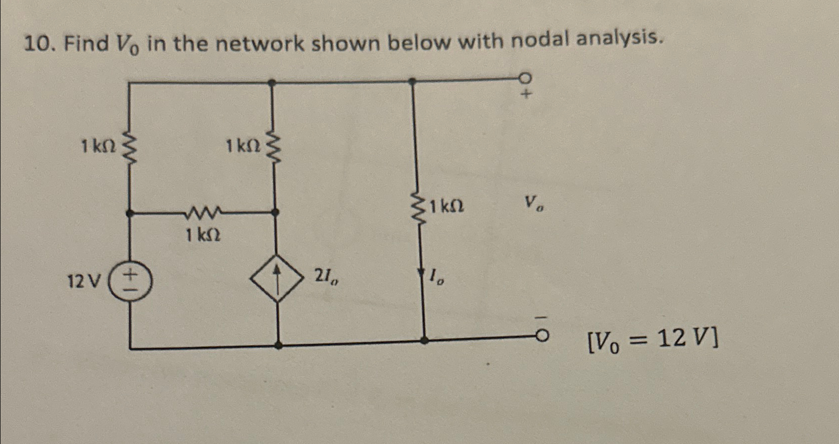 Solved Find V0 ﻿in the network shown below with nodal | Chegg.com