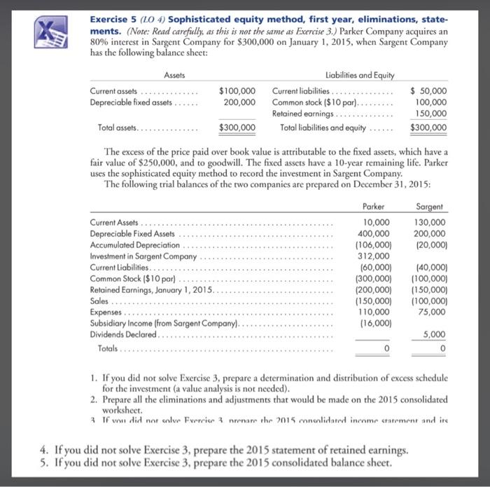 Solved Exercise 5 ( LO 4) Sophisticated equity method, first | Chegg.com