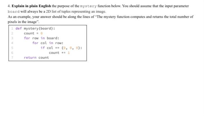 Solved 4. Explain in plain English the purpose of the | Chegg.com