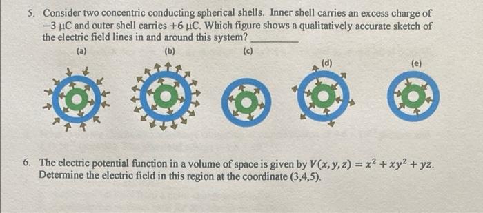 Solved 5. Consider two concentric conducting spherical | Chegg.com