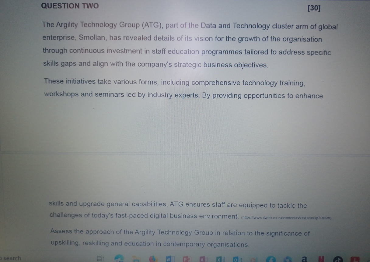 Solved QUESTION TWO[30]The Argility Technology Group (ATG), | Chegg.com