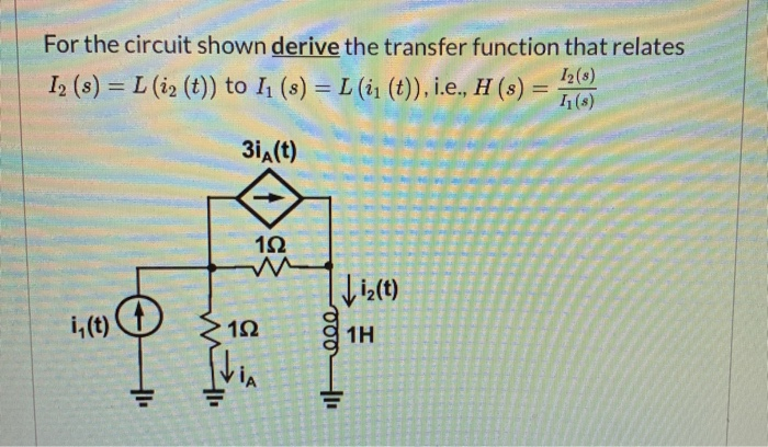 Solved For the circuit shown derive the transfer function | Chegg.com
