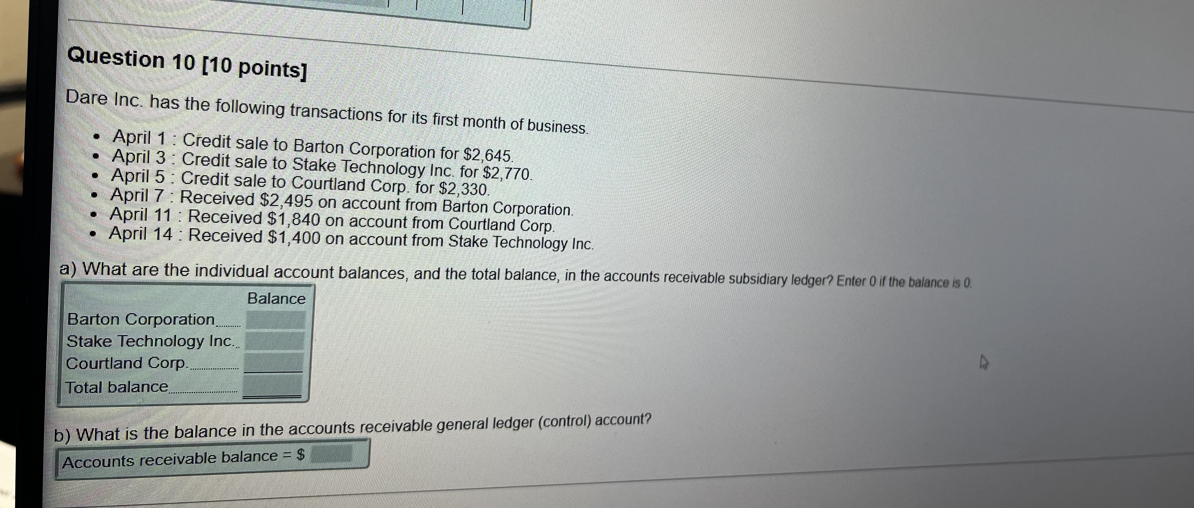 Solved Question 10 [10 ﻿points] ﻿Dare Inc. has the following | Chegg.com