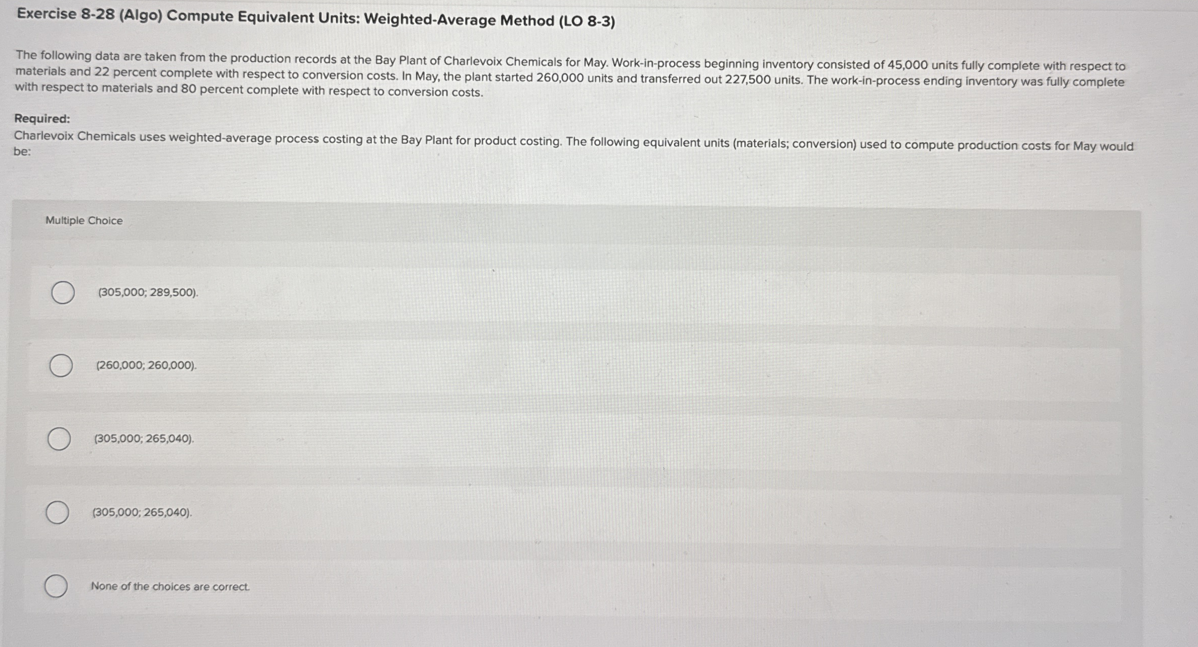 Solved by an EXPERT Exercise 8-28 (Algo) ﻿Compute Equivalent Units: | Chegg.com