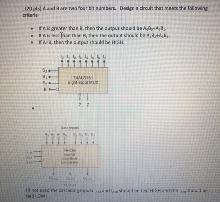 Solved . (20 pts) A and B are two four bit numbers. Design a | Chegg.com