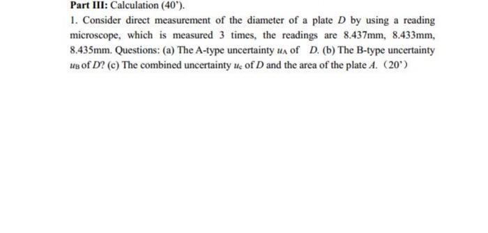 Solved Part III: Calculation (40'). 1. Consider direct | Chegg.com