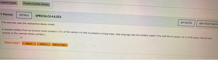 Solved Submit Answer Practice Another Version 1 Points) | Chegg.com