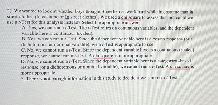 Solved Chi Square Crash Course Quiz Part A: We conduct a | Chegg.com