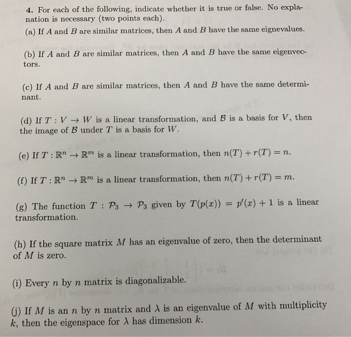 Solved 4. For each of the following, indicate whether it is | Chegg.com