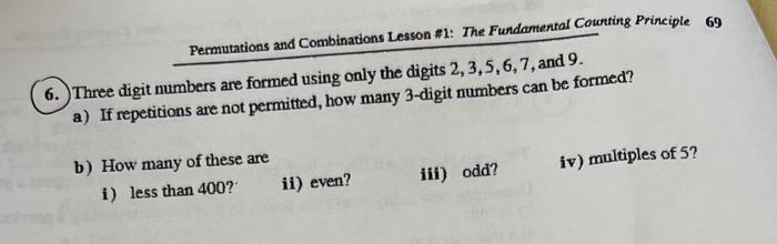 Solved Permutations and Combinations Lesson #1 : The Fund 6. | Chegg.com