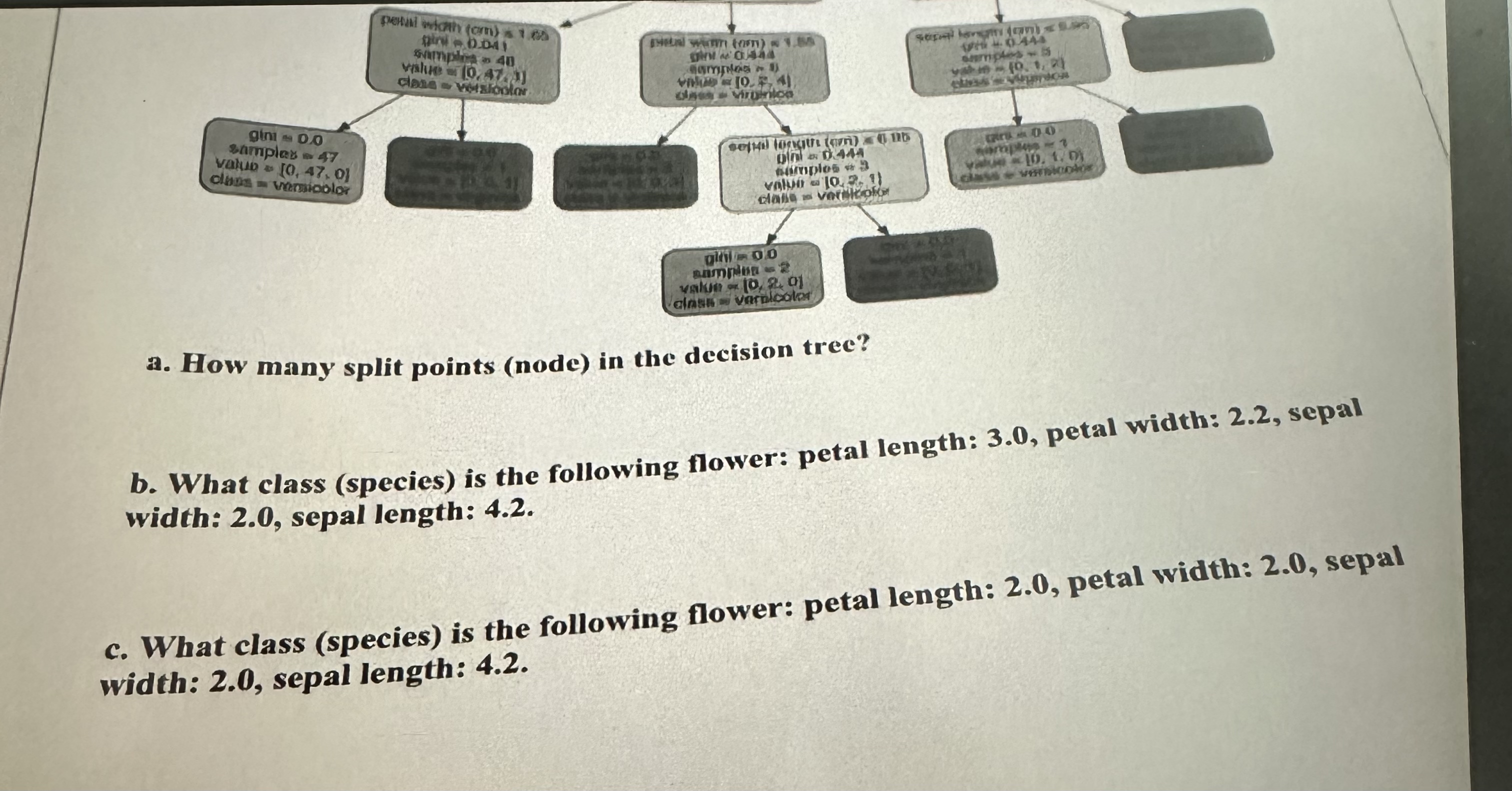 Solved a. ﻿How many split points (node) ﻿in the decision | Chegg.com