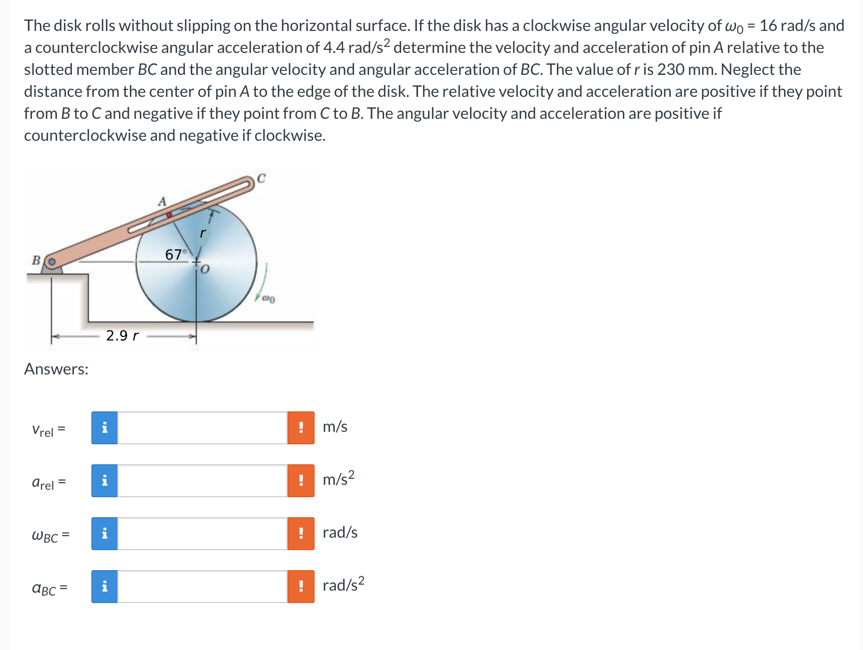 Solved The disk rolls without slipping on ﻿the horizontal | Chegg.com