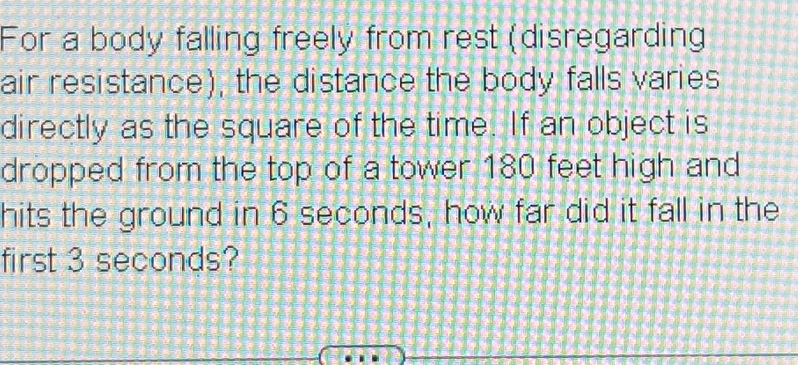 Solved For a body falling freely from rest (disregarding air | Chegg.com