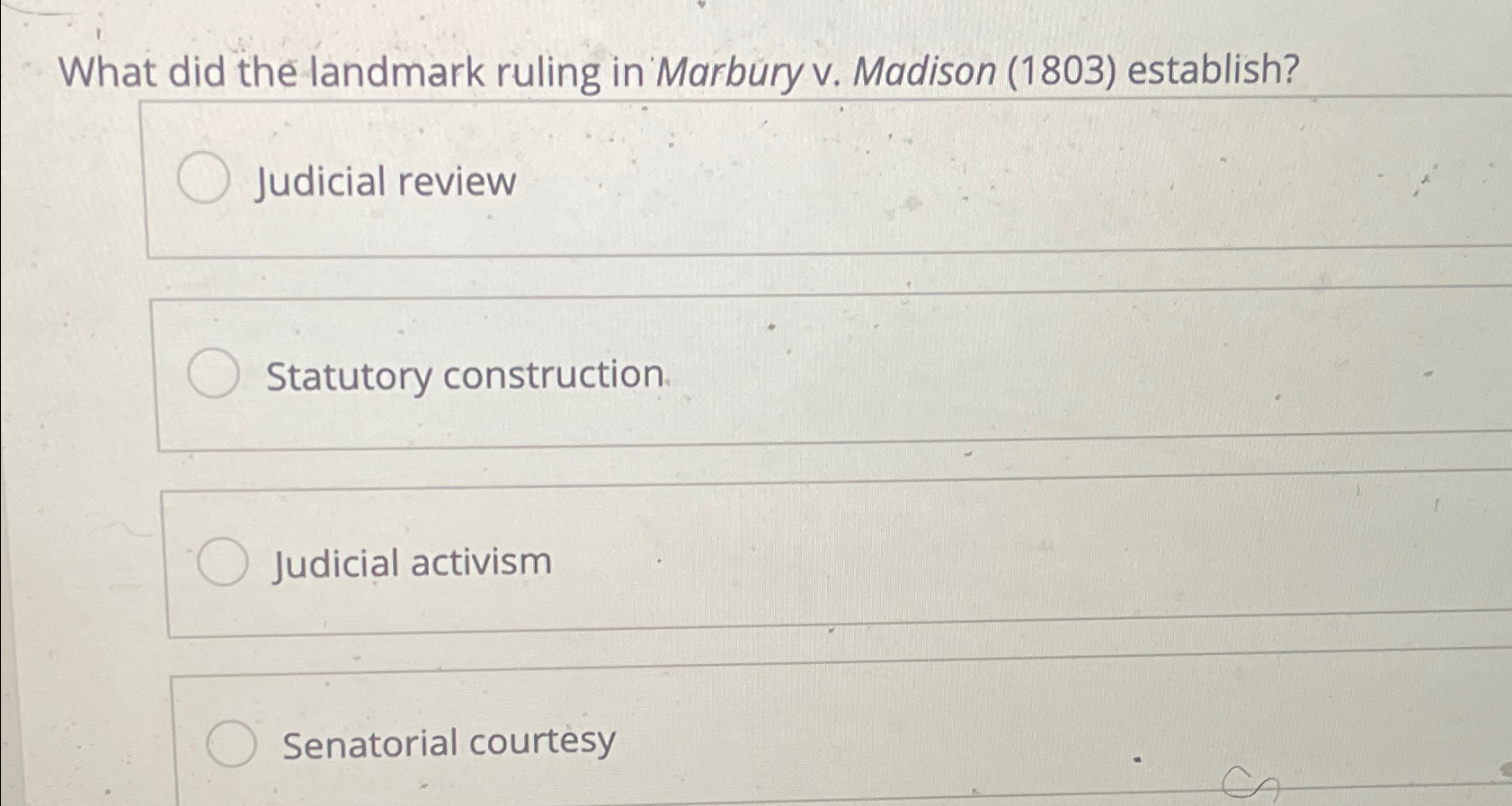 Solved What did the landmark ruling in Marbury v. ﻿Madison | Chegg.com