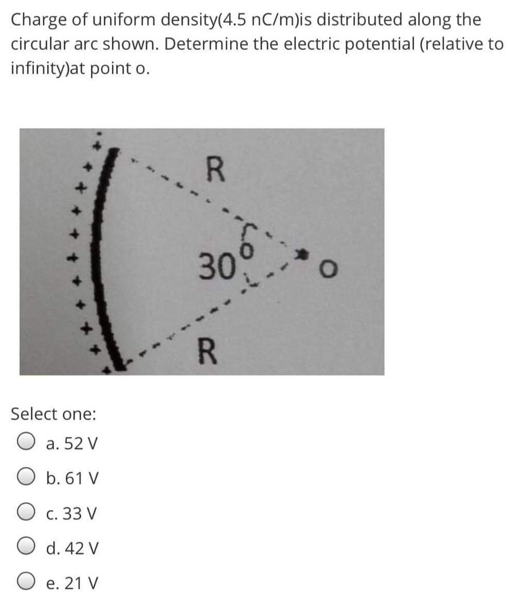 Solved Charge of uniform density(4.5 nC/m)is distributed | Chegg.com