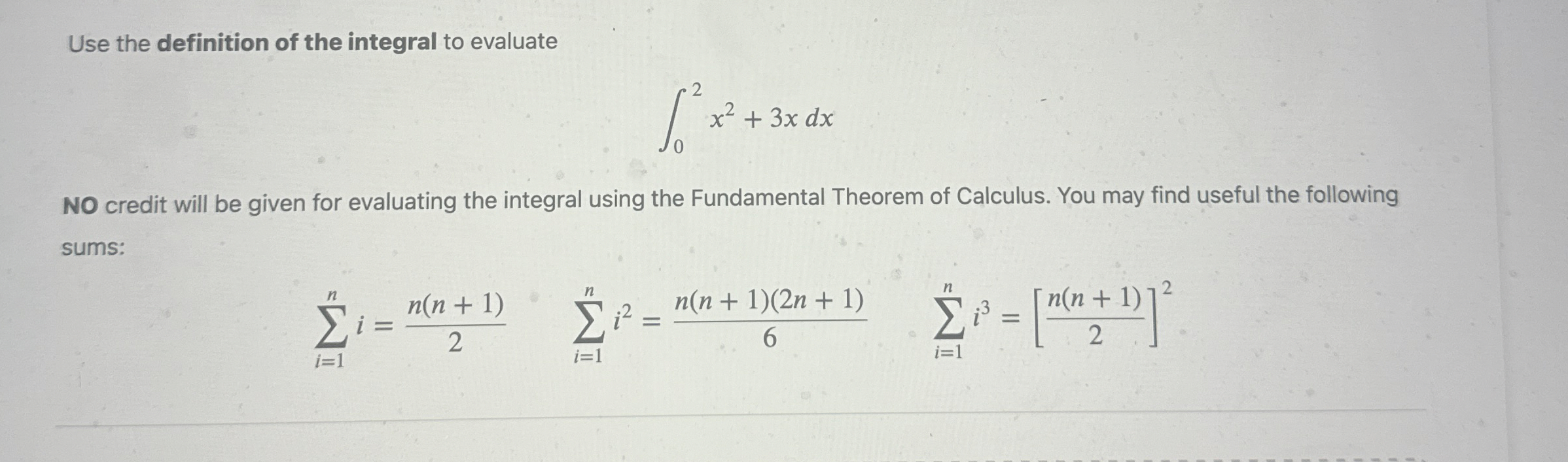 Solved Use the definition of the integral to | Chegg.com