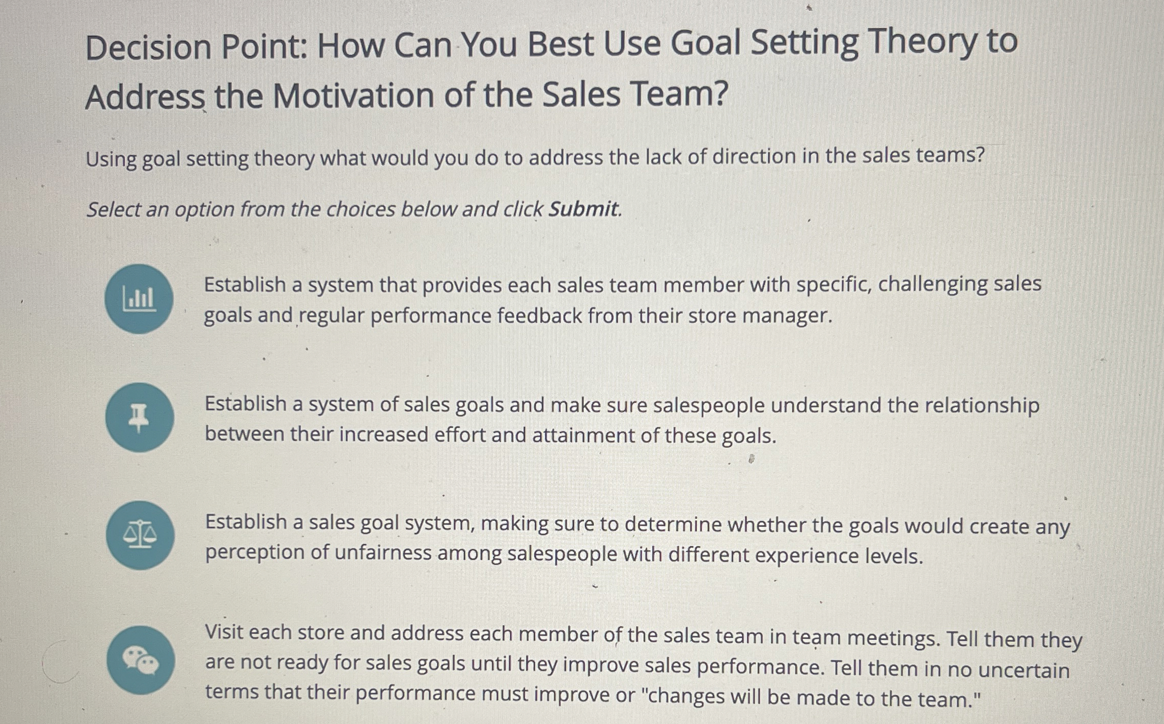 Solved Decision Point: How Can You Best Use Goal Setting | Chegg.com