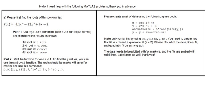 Solved Hello, I need help with the following MATLAB | Chegg.com