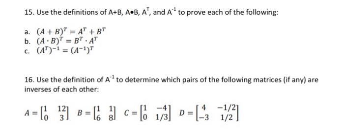 Solved 15. Use the definitions of A+B, A•B, A', and A to | Chegg.com