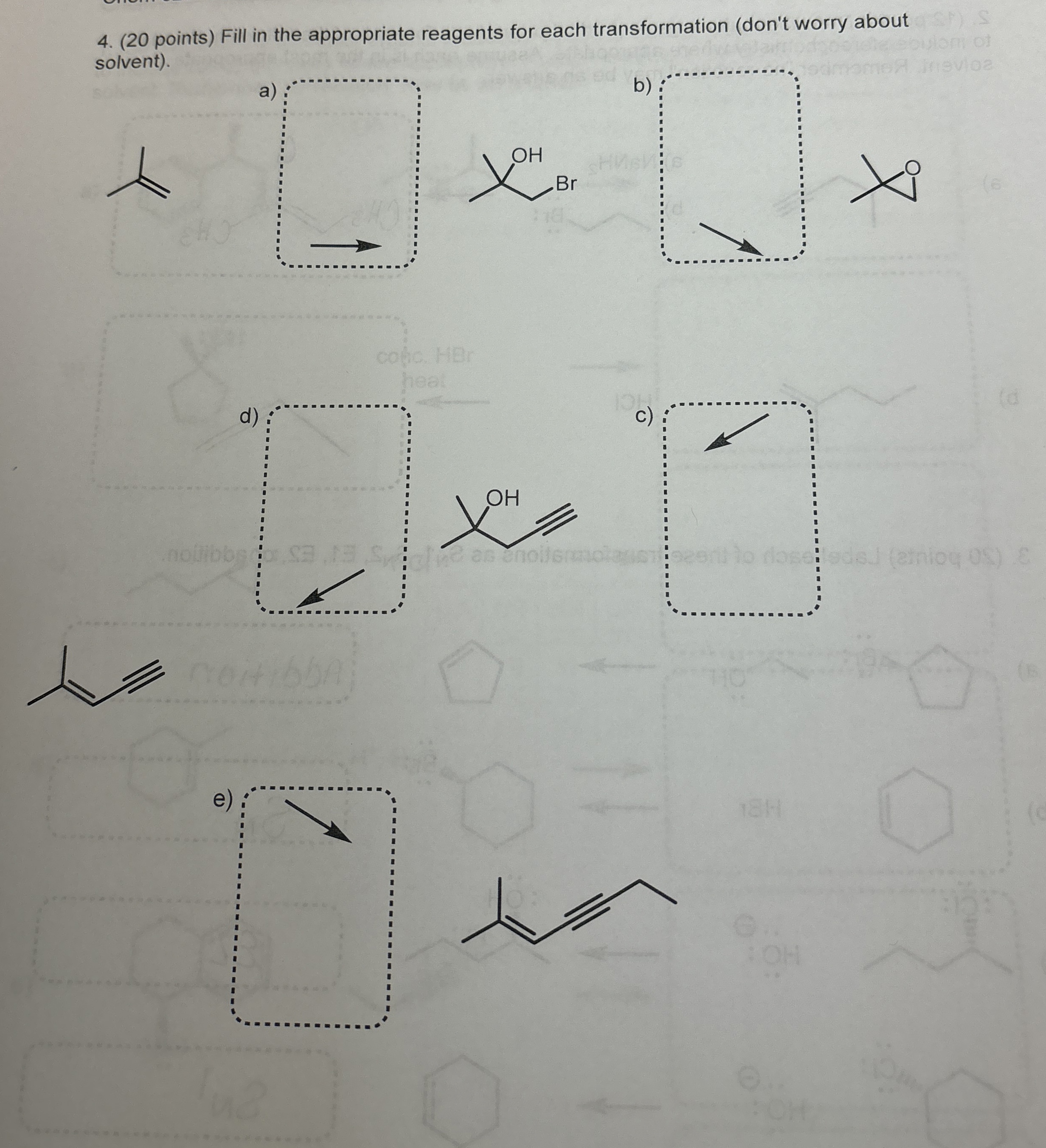 Solved (20 ﻿points) ﻿Fill in the appropriate reagents for | Chegg.com