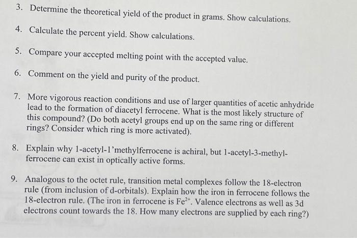 Solved 3. Determine the theoretical yield of the product in | Chegg.com