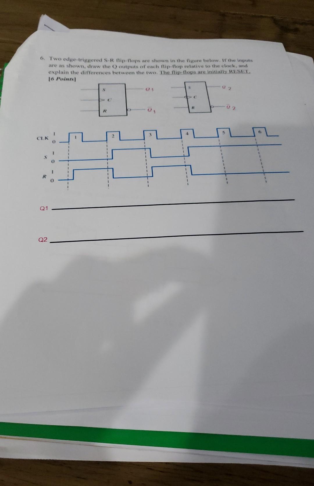 Solved 6. Two edge-triggered S-R flip-flops are shown in the | Chegg.com